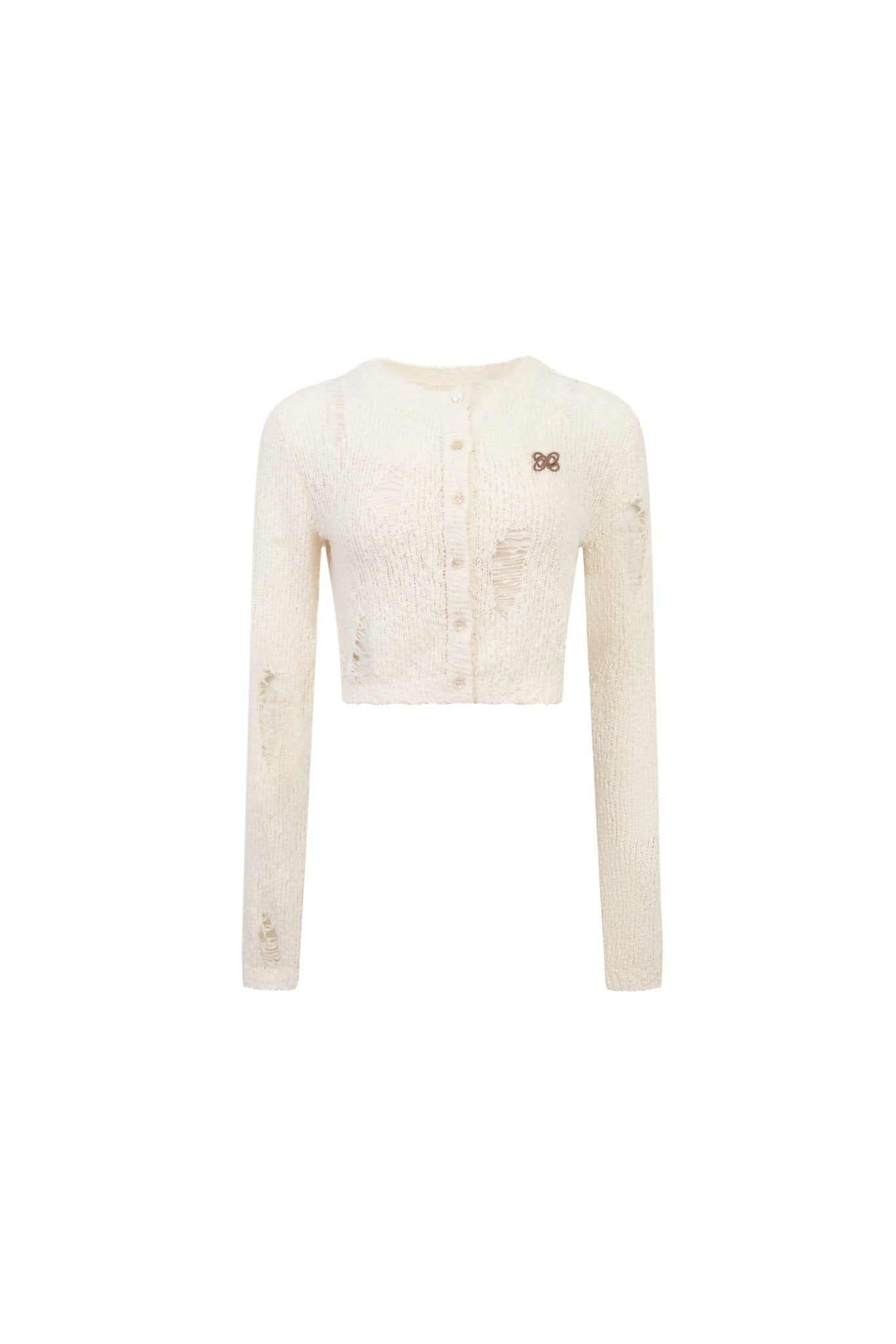 Apricot Ripped Wool Short Cardigan & Ann Andelman Official