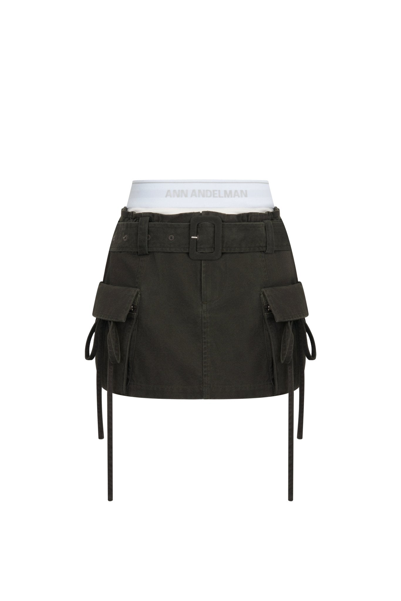 Army Green Patchwork Waistband Washed Skirt & Ann Andelman Official