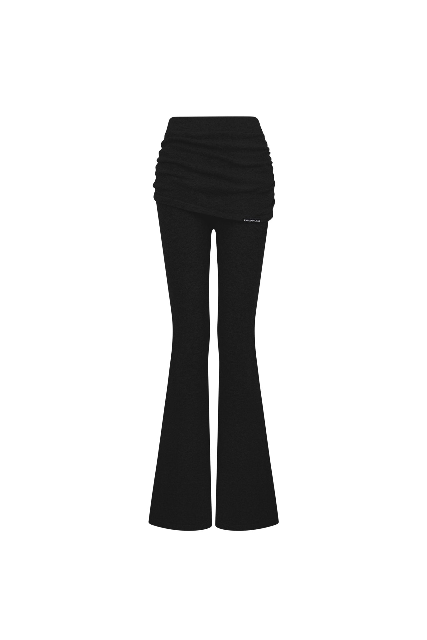 Black Pleated Flared Wool Knit Pants & Ann Andelman Official