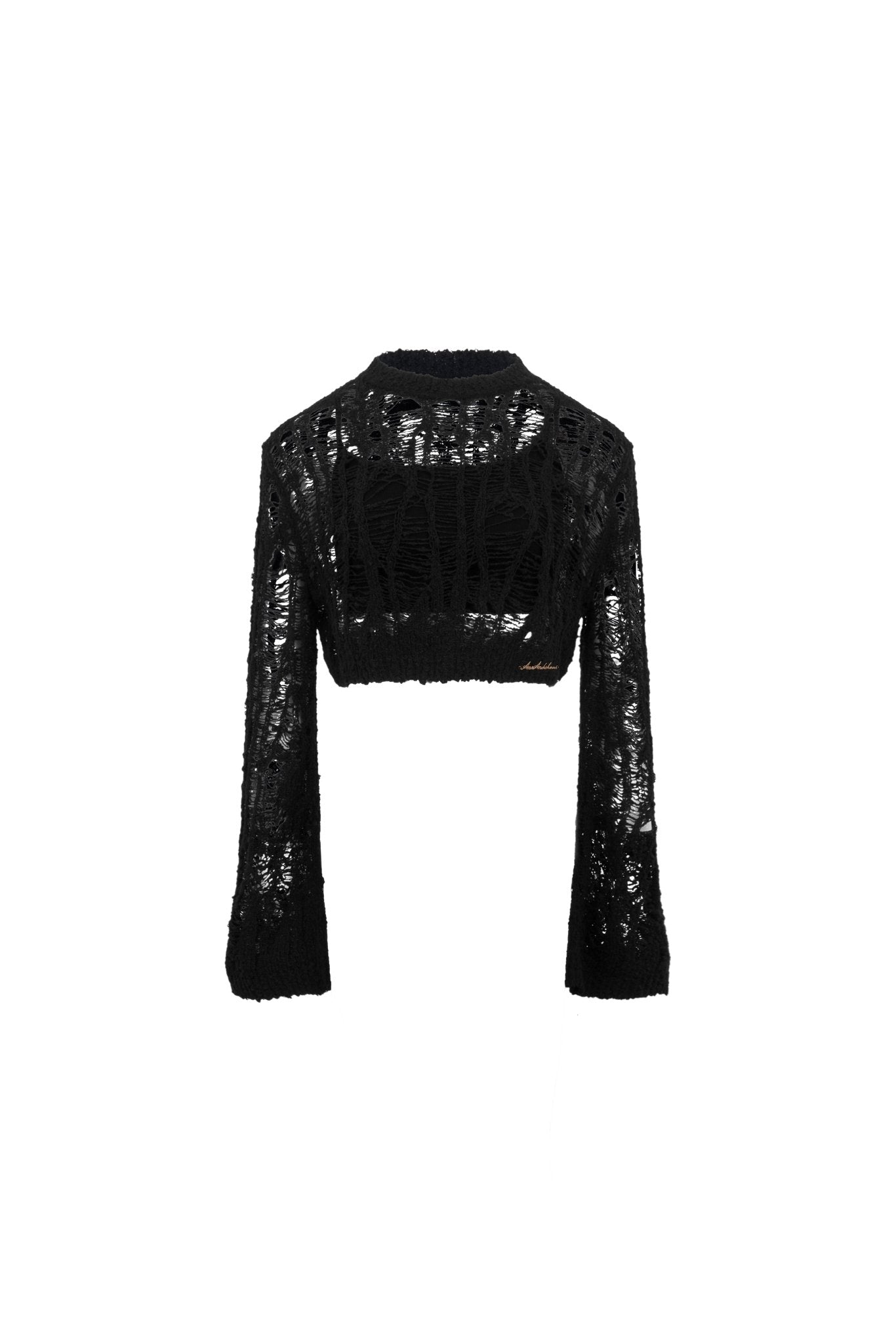 Black Ripped Wool Sweater Two Piece Set & Ann Andelman Official