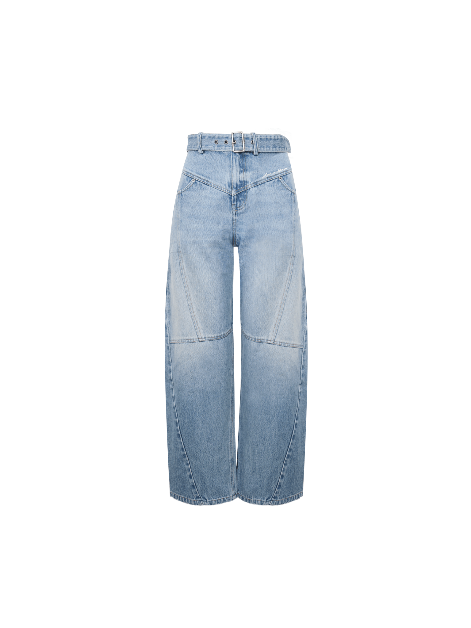 Blue Deconstructed Belted Jeans & Ann Andelman Official