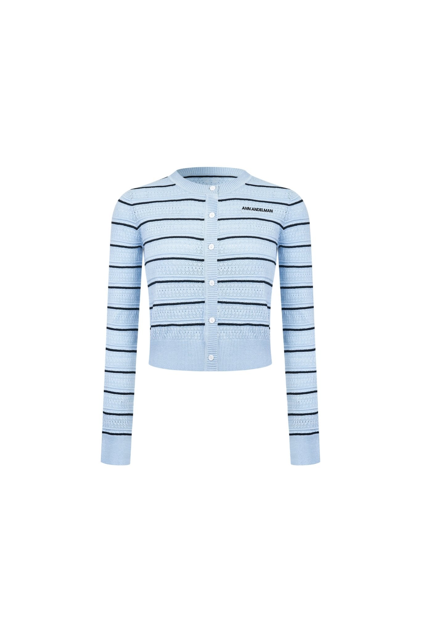 Blue Striped Openwork Knit Top & Ann Andelman Official