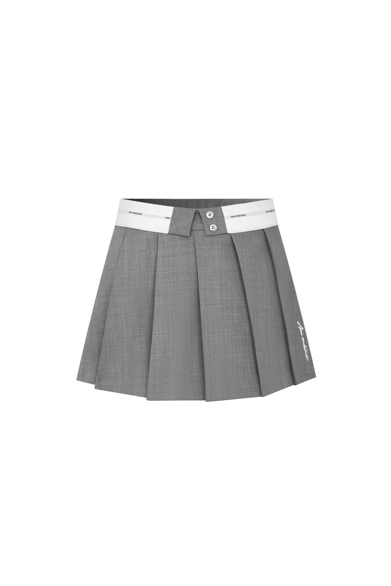 Grey Fold-Over Waist Pleated Skorts & Ann Andelman Official